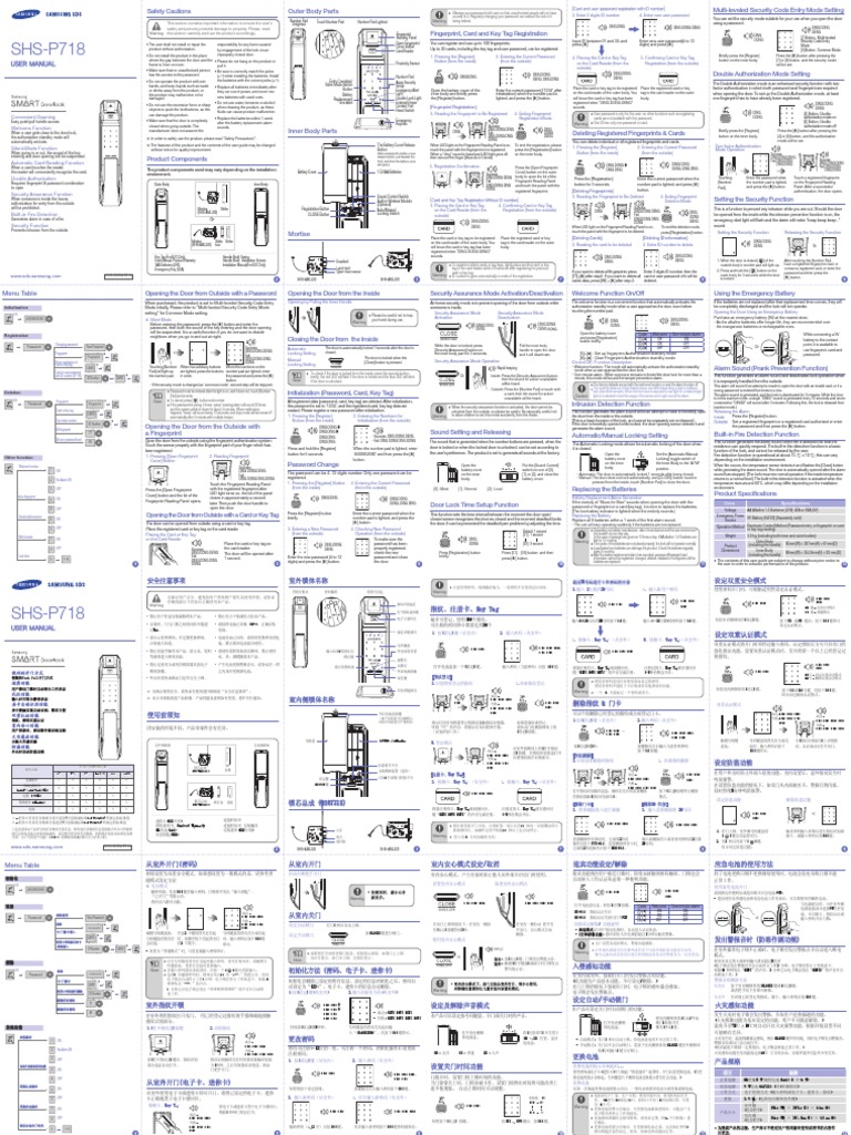 Samsung SHS-P718 Smart Lock Guide | PDF | Fingerprint | Biometrics