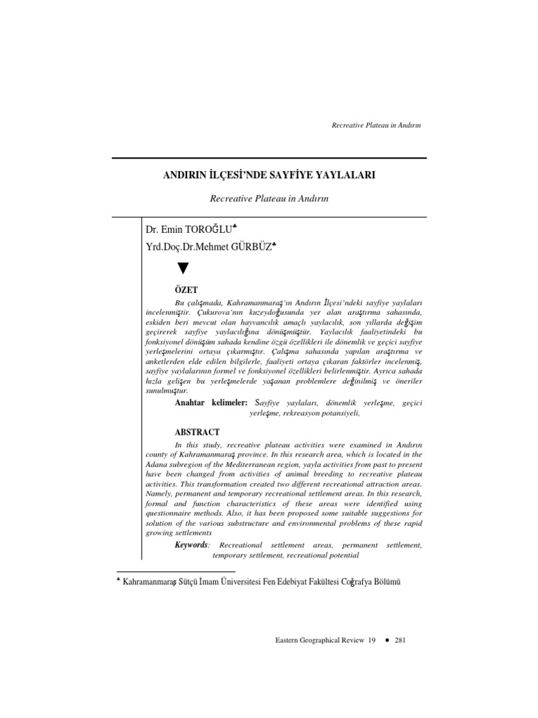 Andirin - L - Es - Nde Sayf - Ye Yaylalari (#30881) - 26612 | PDF