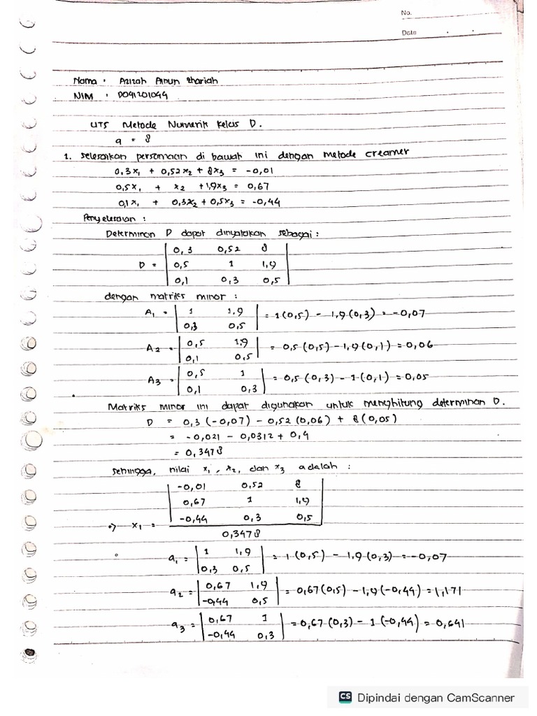 UTS Metode Numerik D - D041201044 - Azizah Ainun Zhariah | PDF