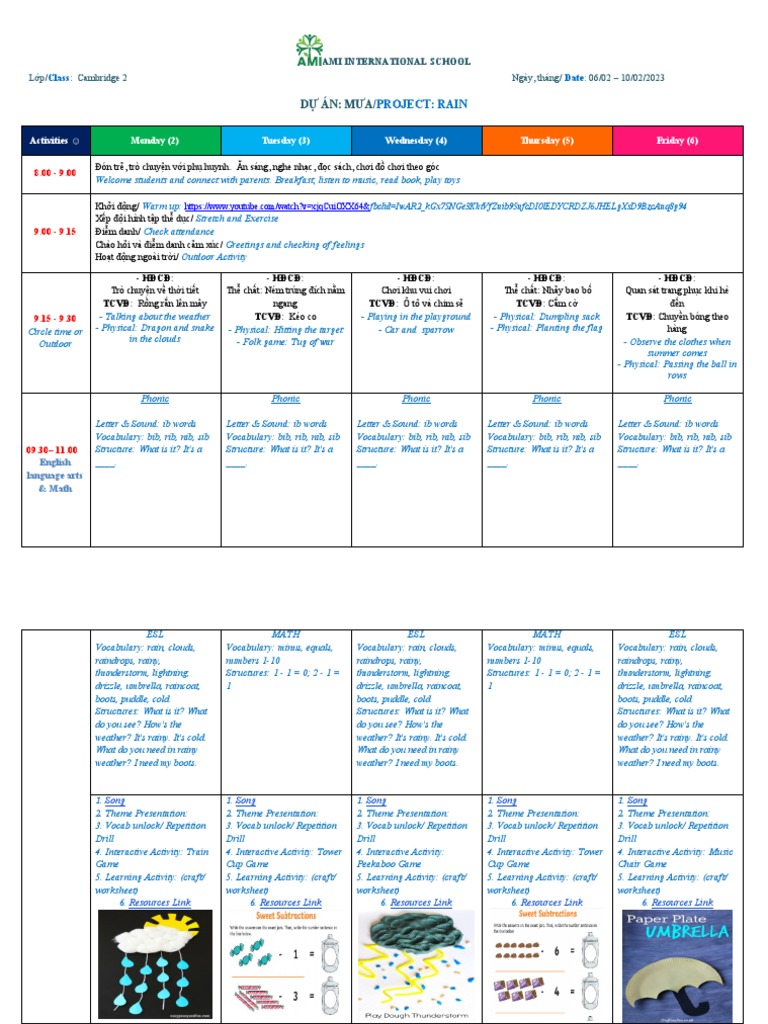 Kindergarten Timetable | PDF