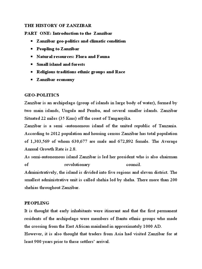 History and Culture of Zanzibar | PDF | Tanzania