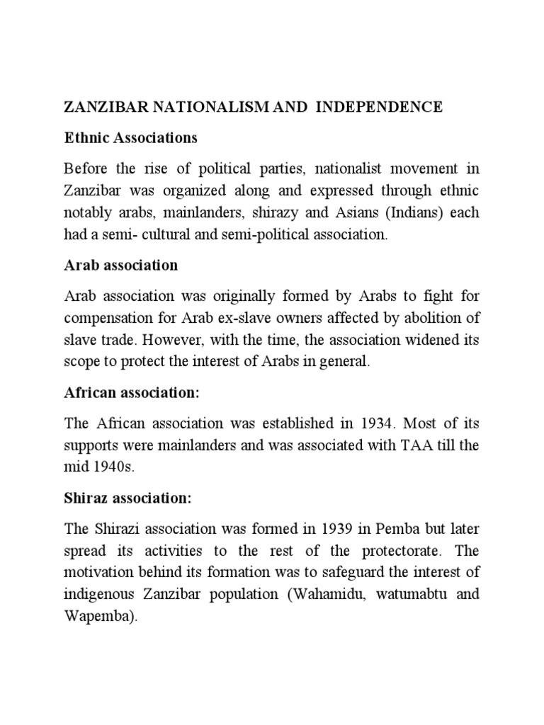 History of Zanzibar Part 3-Nationalism in Zanzibar | PDF | Tanzania ...