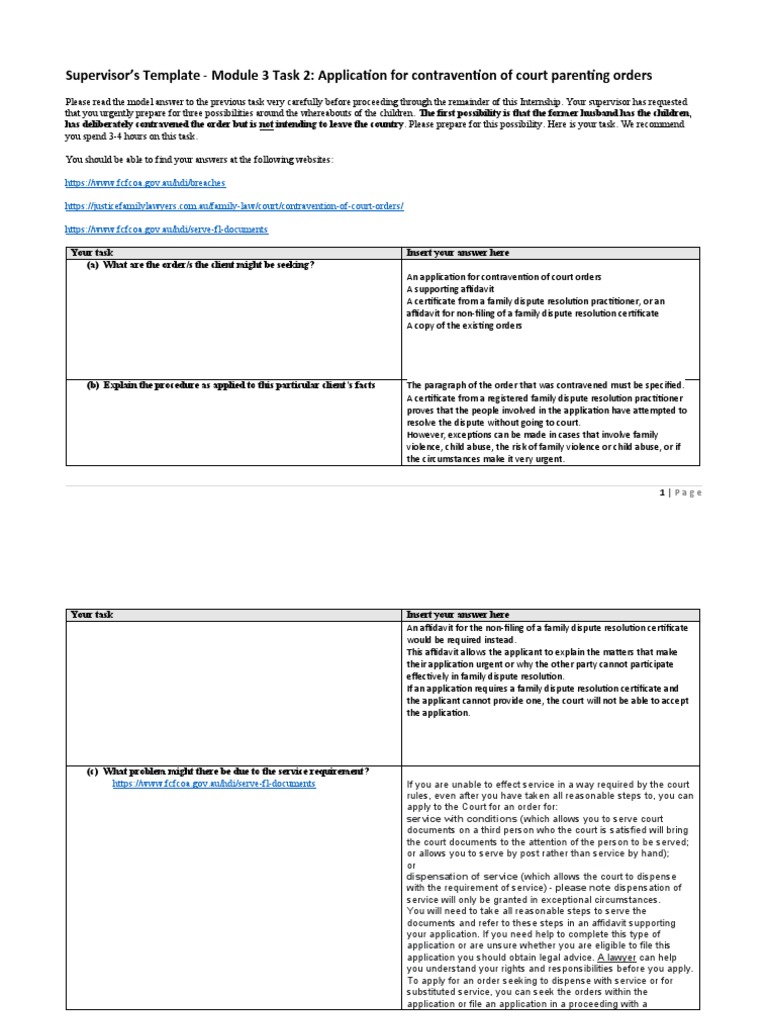 Supervisor's Template - Module 3 Task 2 Application For Contravention ...