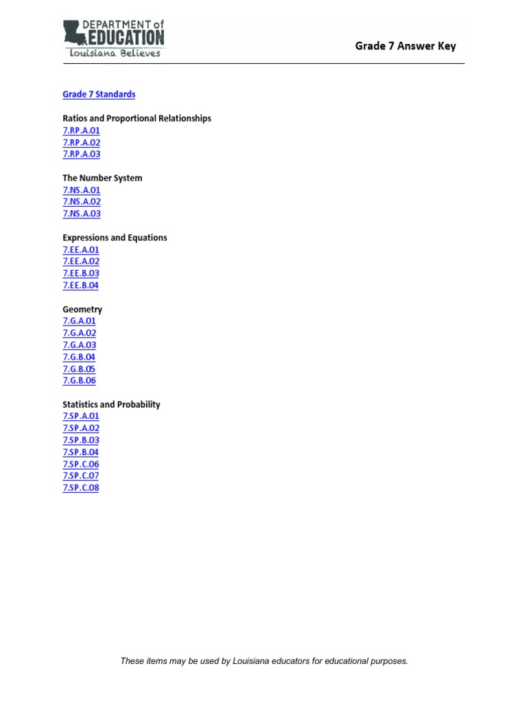 Grade 7 Standards: Ratios and Proportional Relationships | PDF ...