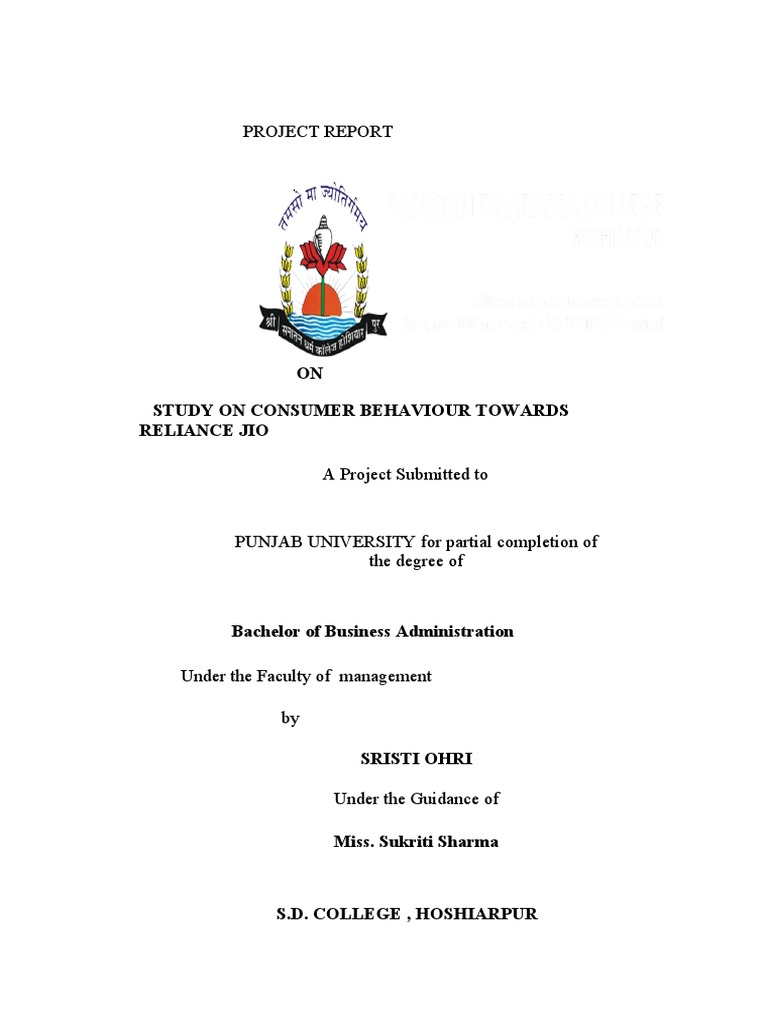 SRISHTI PROJECT REPORT On Jio | PDF | Telecommunications | Communication