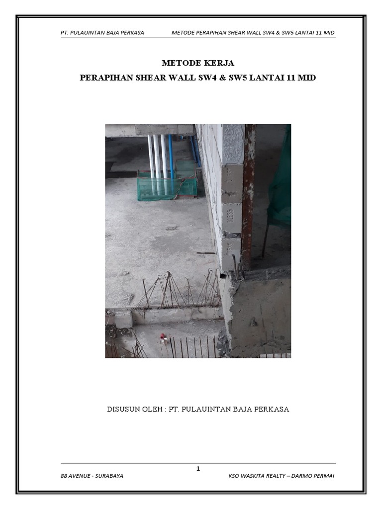 Metode Ciping Shear Wall SW4 & SW5 Lantai 11 Mid | PDF