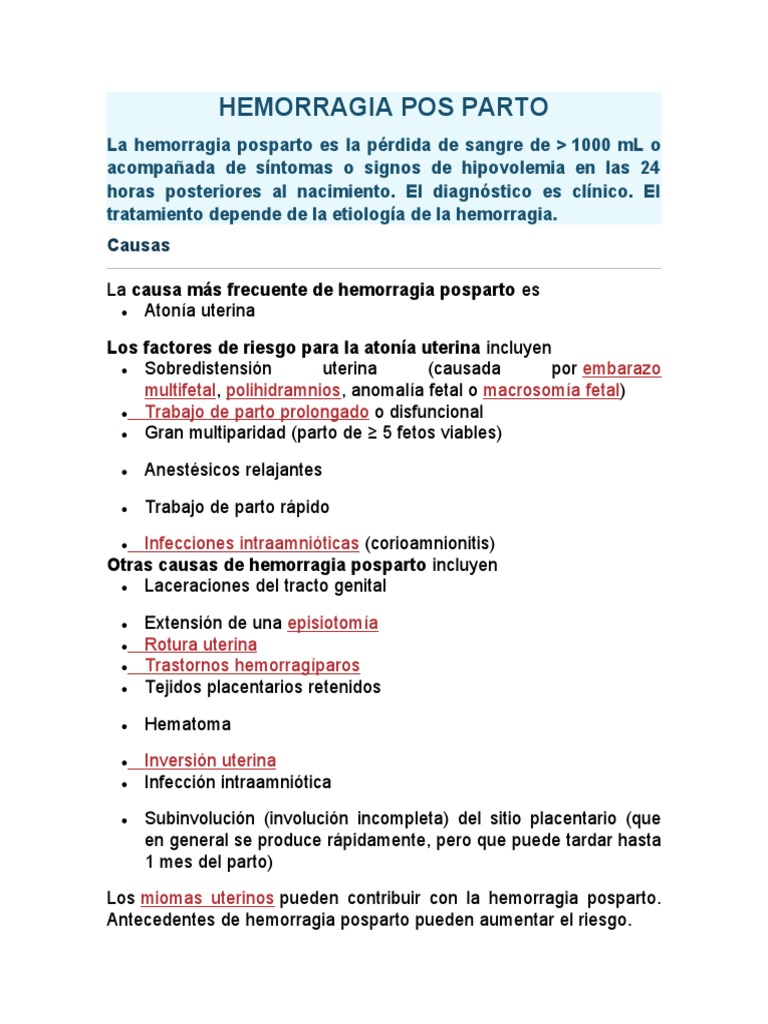 Hemorragia Pos Parto | PDF | Parto | Periodo posparto