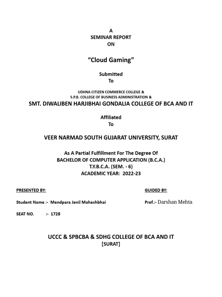 BCA - Seminar - Final - Certi | PDF | Streaming Media | Cloud Computing