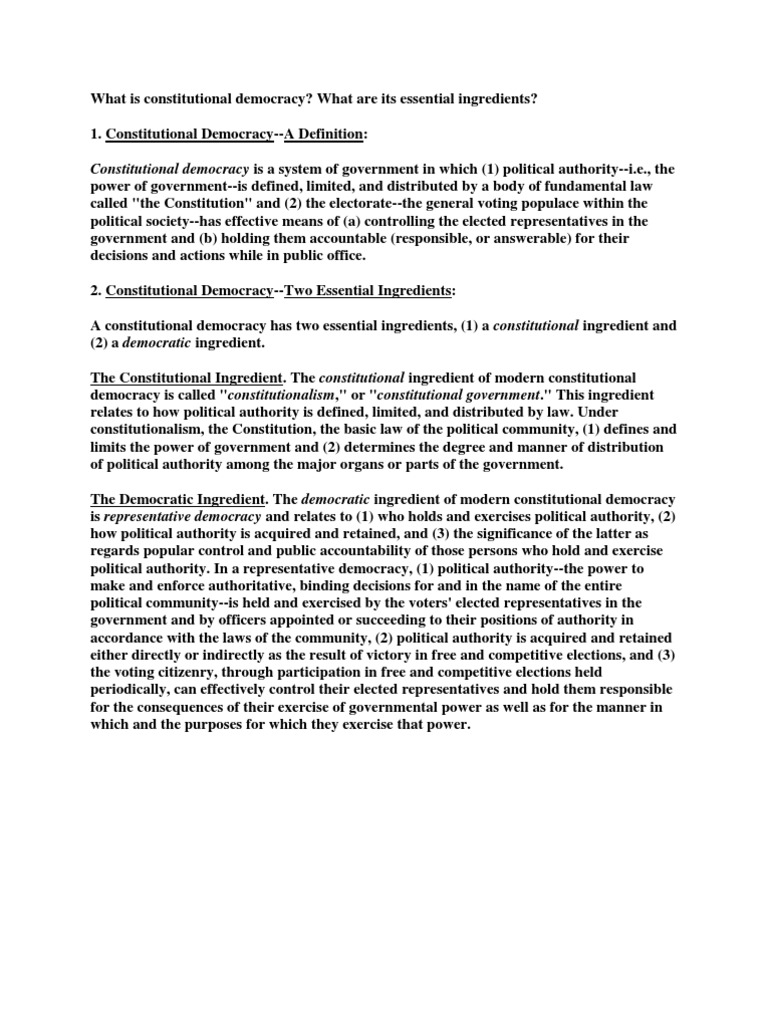 What is Constitutional Democracy | Democracy | Liberal Democracy
