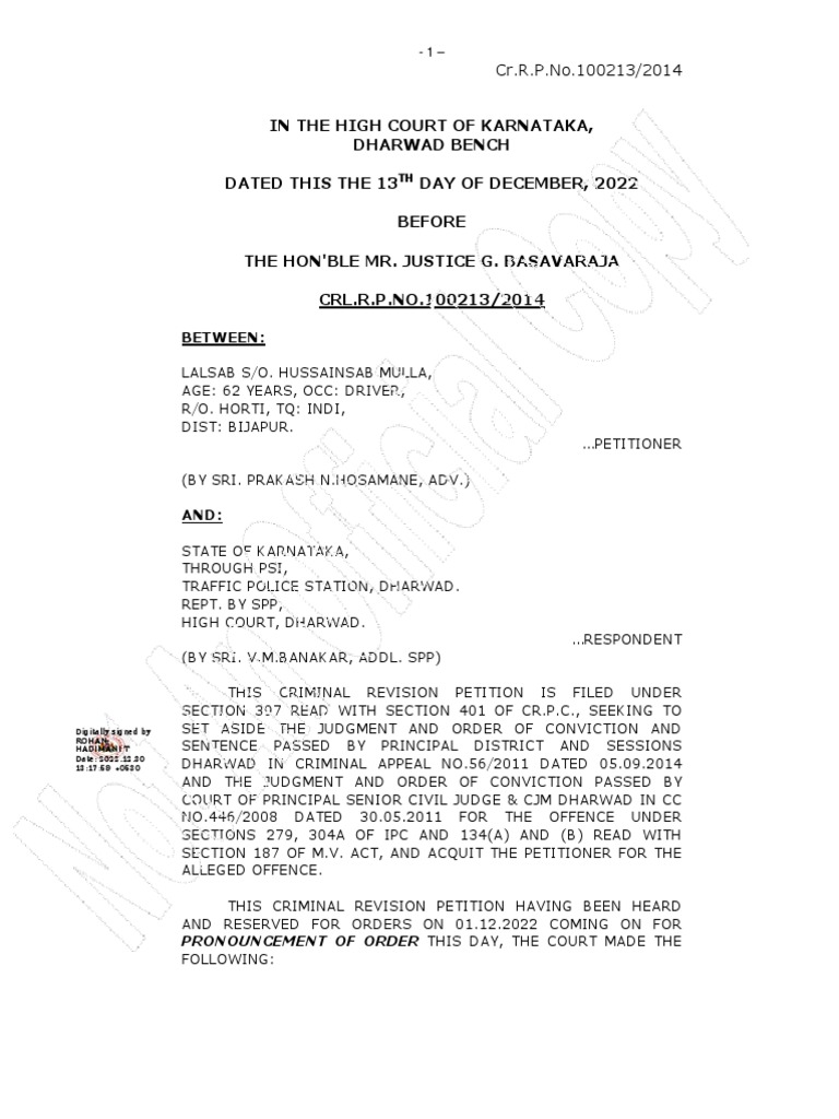 Lalsab S O Hussainsab Mulla Vs State of Karnataka On 13 December 2022 ...