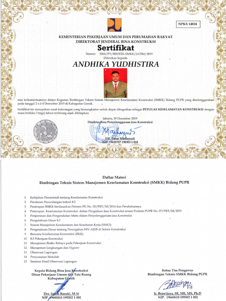 Sertifikat K3 Andhika Pdf