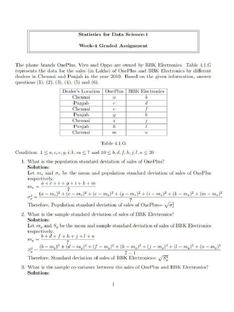 Statistics I Week 4 Graded Assignment Solution | PDF