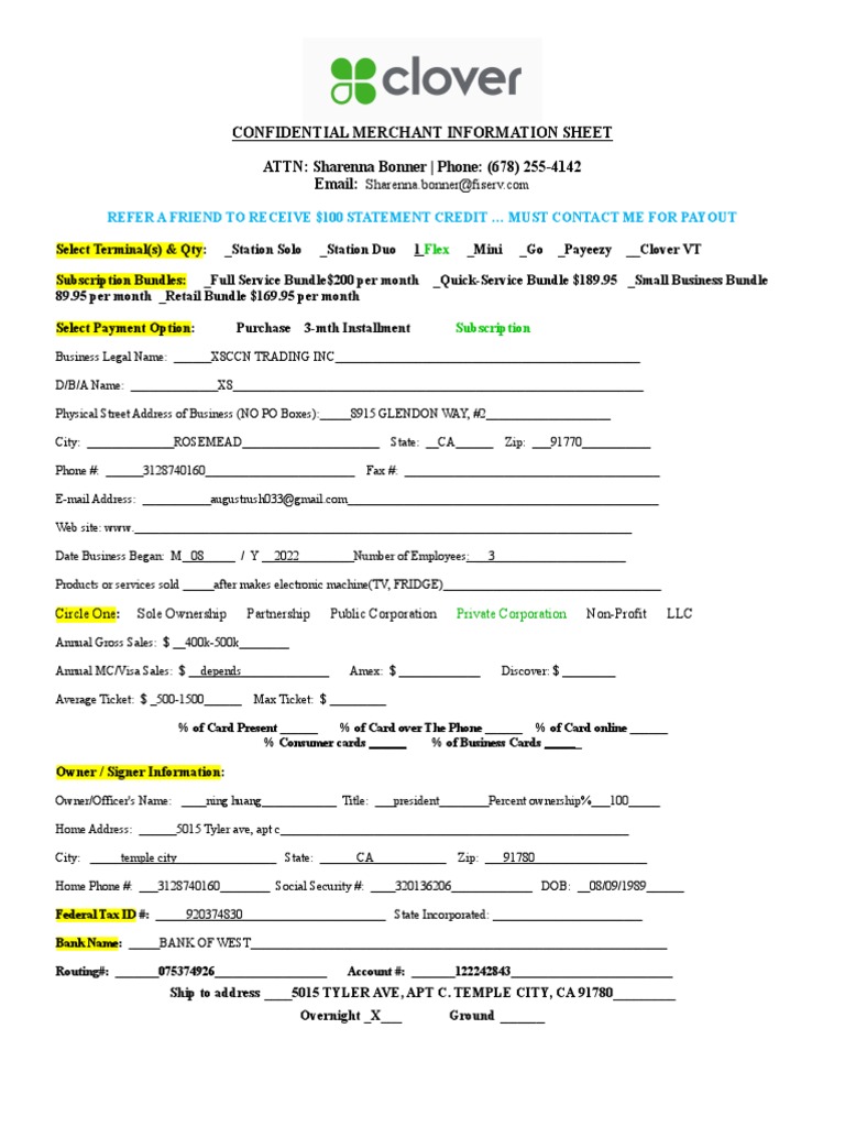 Clover - PreApplication NEW | PDF | Business | Economies