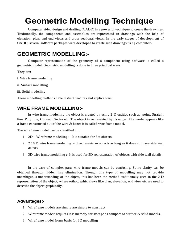 Geometric Modelling Technique | PDF | Computers