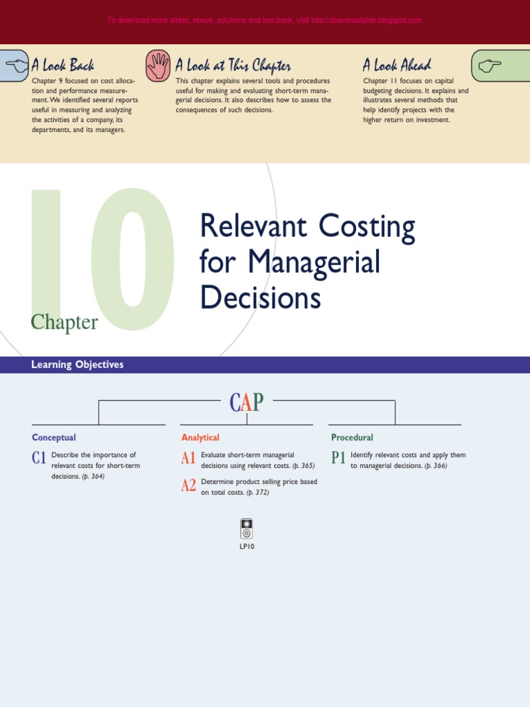 Chapter 10 - Relevant Costing For Managerial Decisions | PDF | Cost | Opportunity Cost