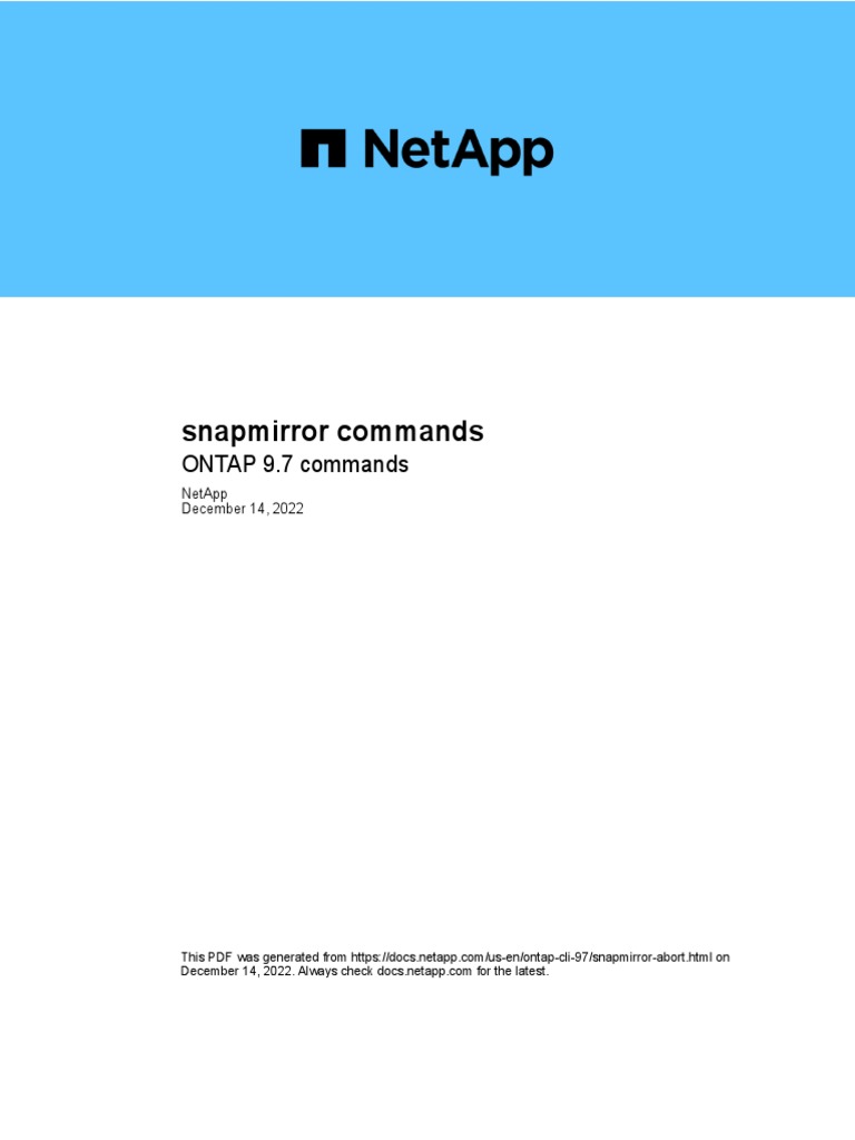 Snapmirror Commands | PDF | Parameter (Computer Programming) | Load Balancing (Computing)