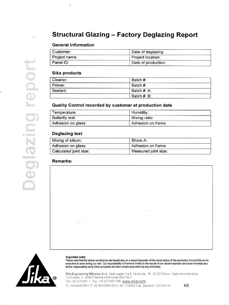 SIKA Deglazing Report | PDF