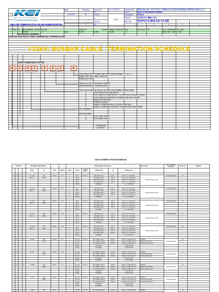 132kV Busbar Cable Termination Schedule Miao | PDF | Power Engineering | Electrical Engineering