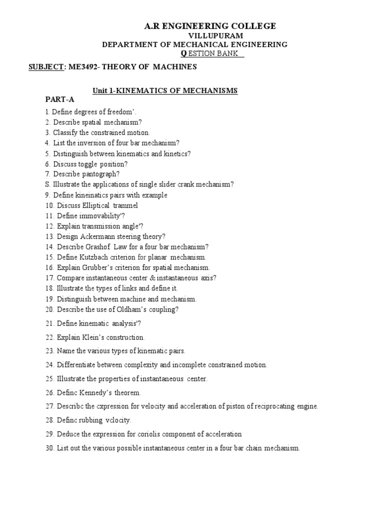 A.R Engineering College: Villupuram Department of Mechanical ...