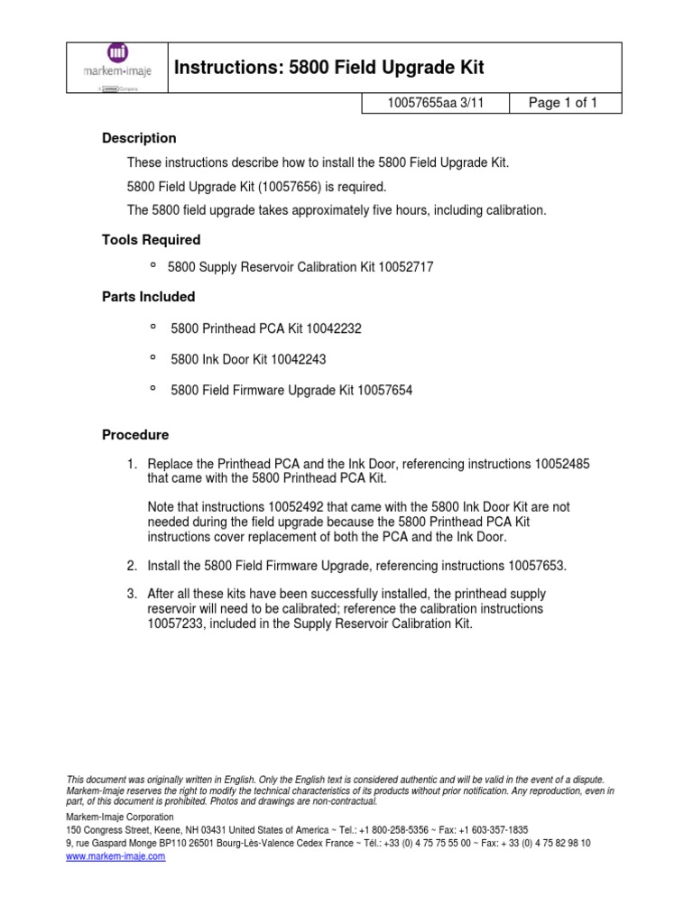 Firmware Upgrade Kit - 5800 | PDF