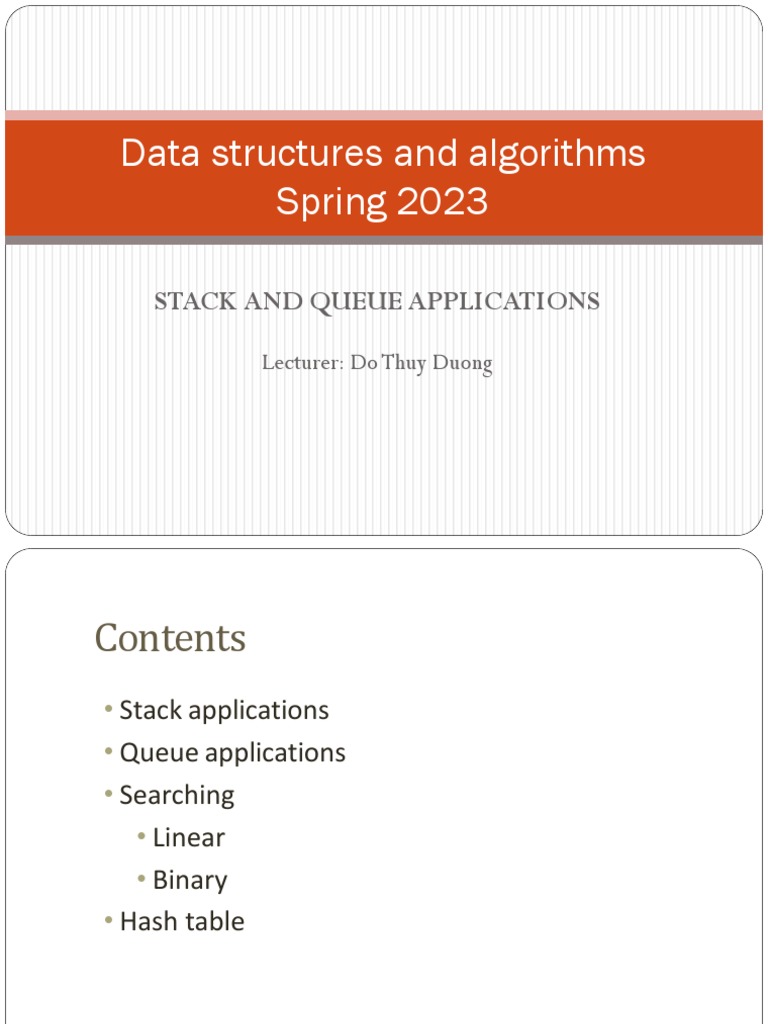 Data Structures And Algorithms Spring 2023 Stack And Queue Applications Pdf Theoretical