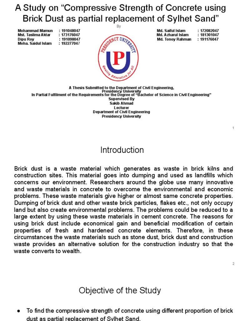 Concrete Strength with Brick Dust | PDF | Concrete | Cement