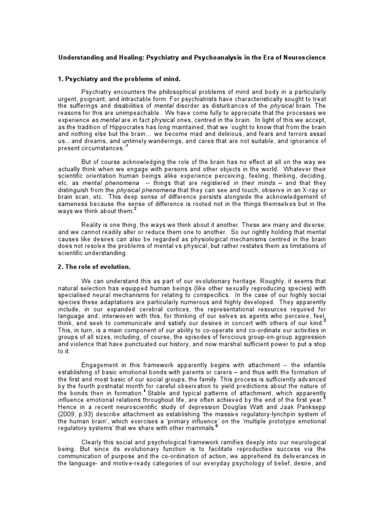 Understanding and Healing - Psychiatry and Psychoanalysis in The Era of ...