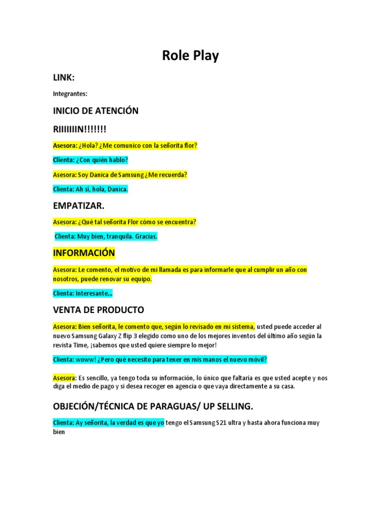 Evidencia Aa4. Role Play | PDF