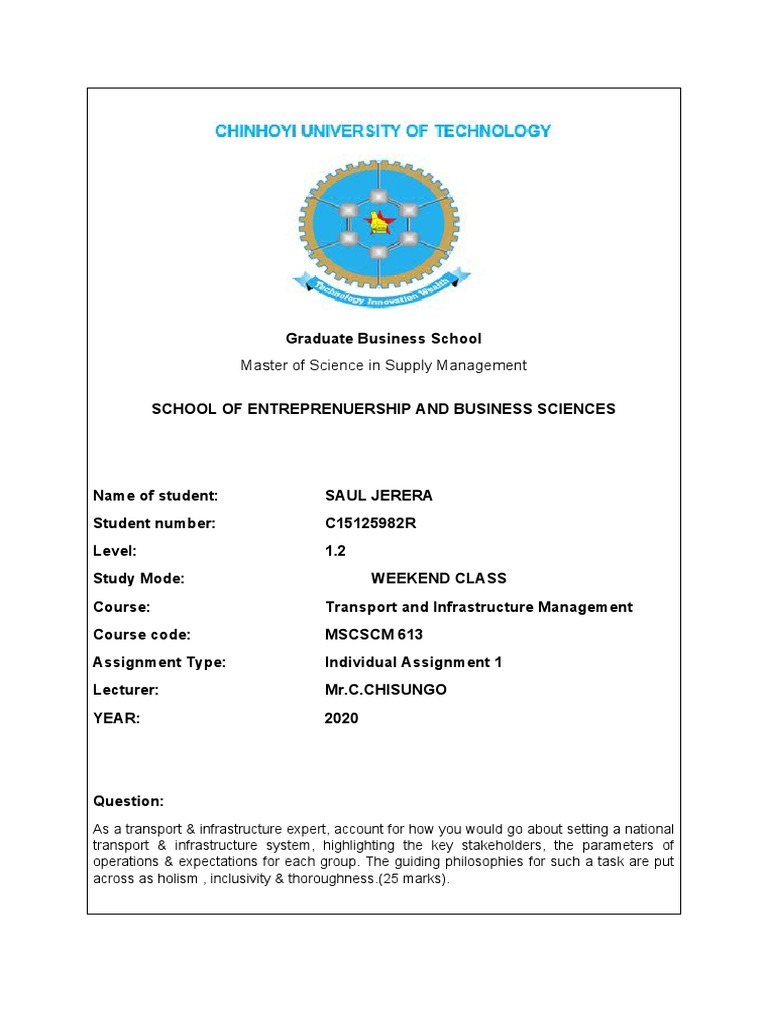 Transport & Infrastructure Individual Assignment (DRAFT) | PDF