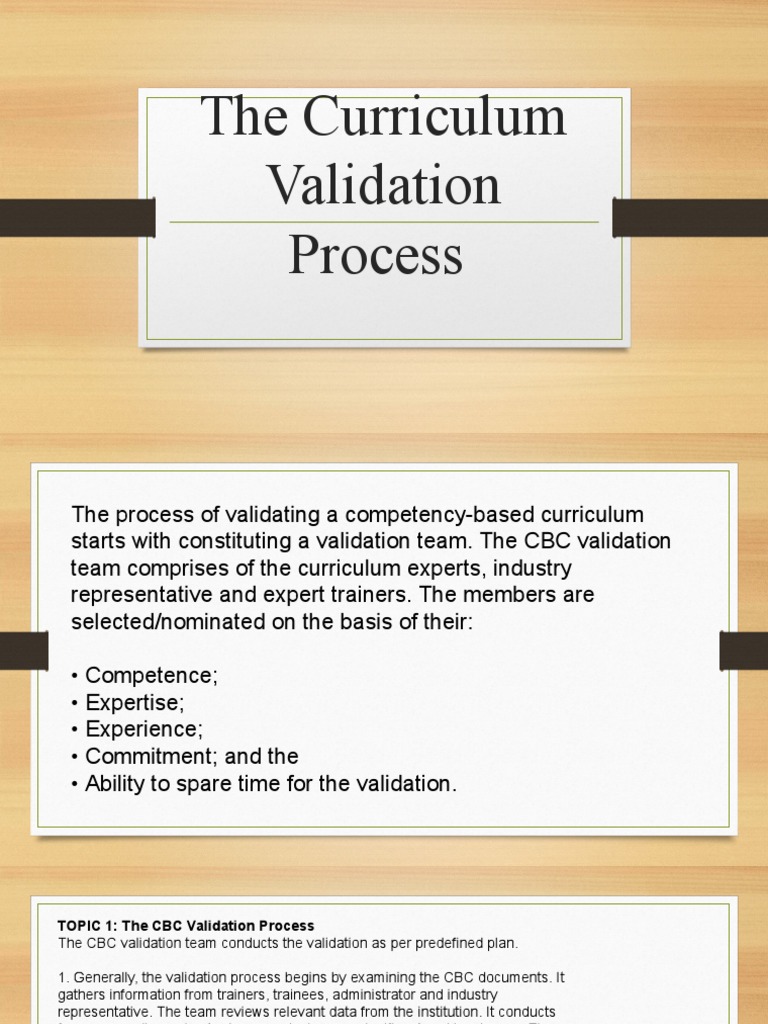 Curriculum Validation Process. CBC | PDF | Business | Finance & Money ...