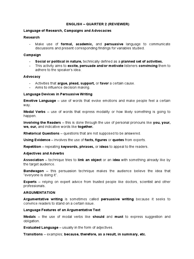 English Reviewer | Download Free PDF | Persuasion | Verb