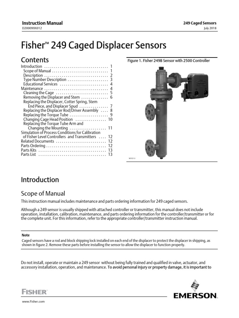 Instruction Manual Fisher 249 Caged Displacer Sensors en 134918 | PDF ...