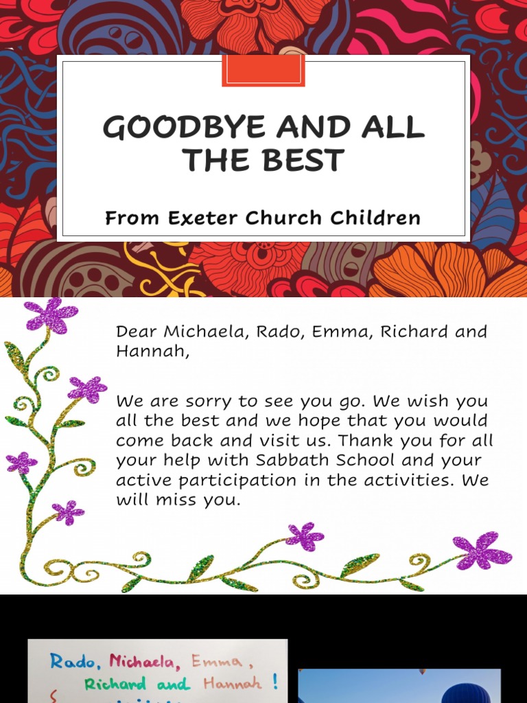 Farewell Message from Exeter Church | PDF