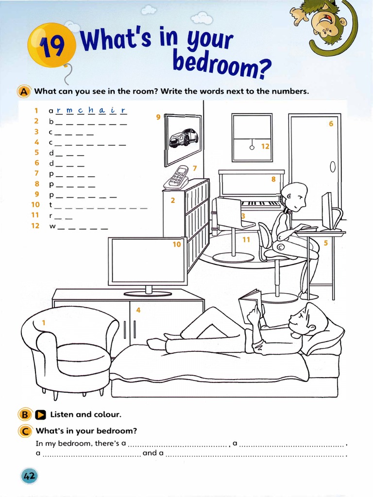 Bedroom Vocabulary Activity Sheet | PDF