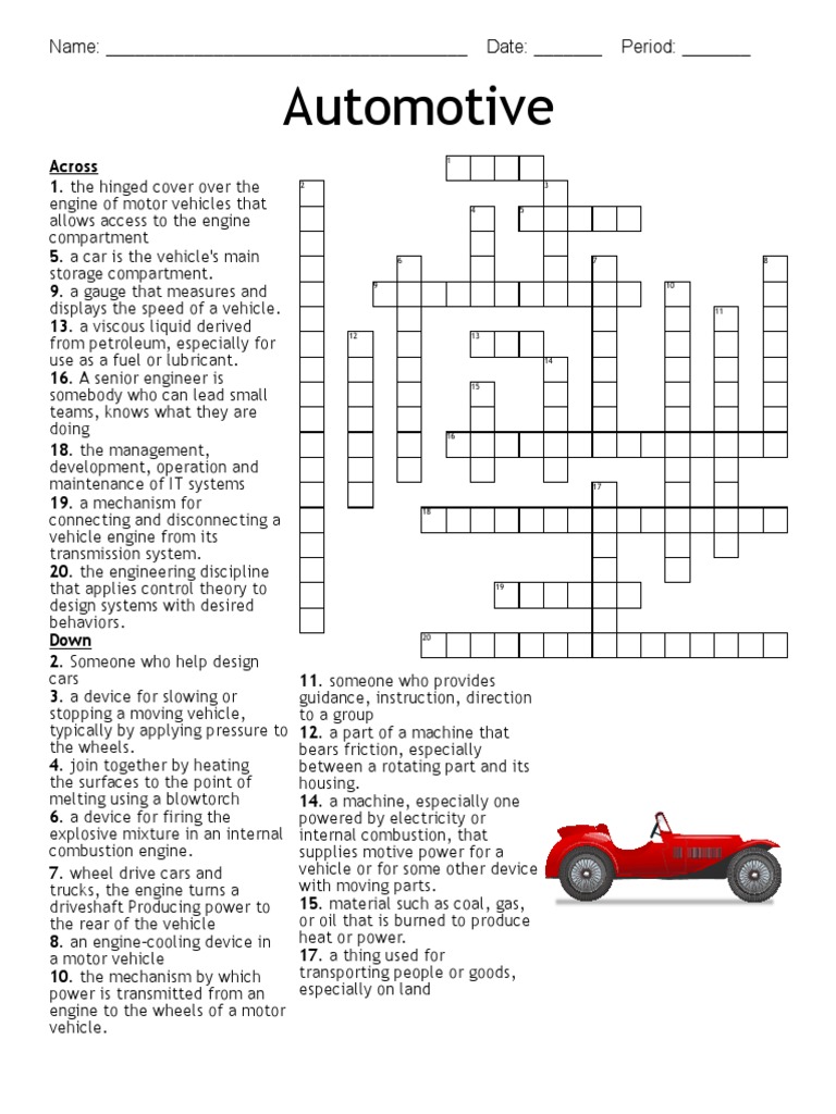 Automotive Crossword Puzzle Clues | PDF | Engines | Vehicles