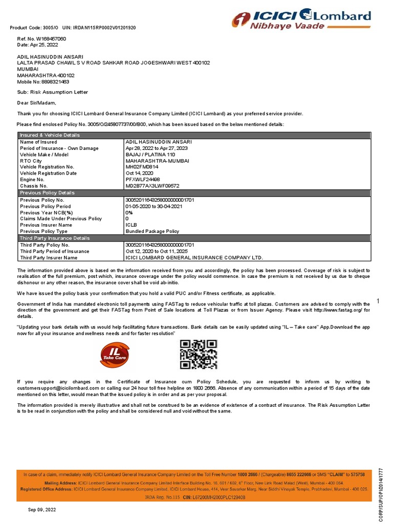 Policy Copy 3005 O 245807737 00 B00 | PDF | Insurance | Business Law