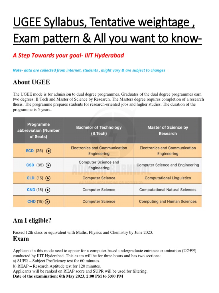 UGEE Syllabus, Tentative Weightage, Exam Pattern & All You Want To Know ...