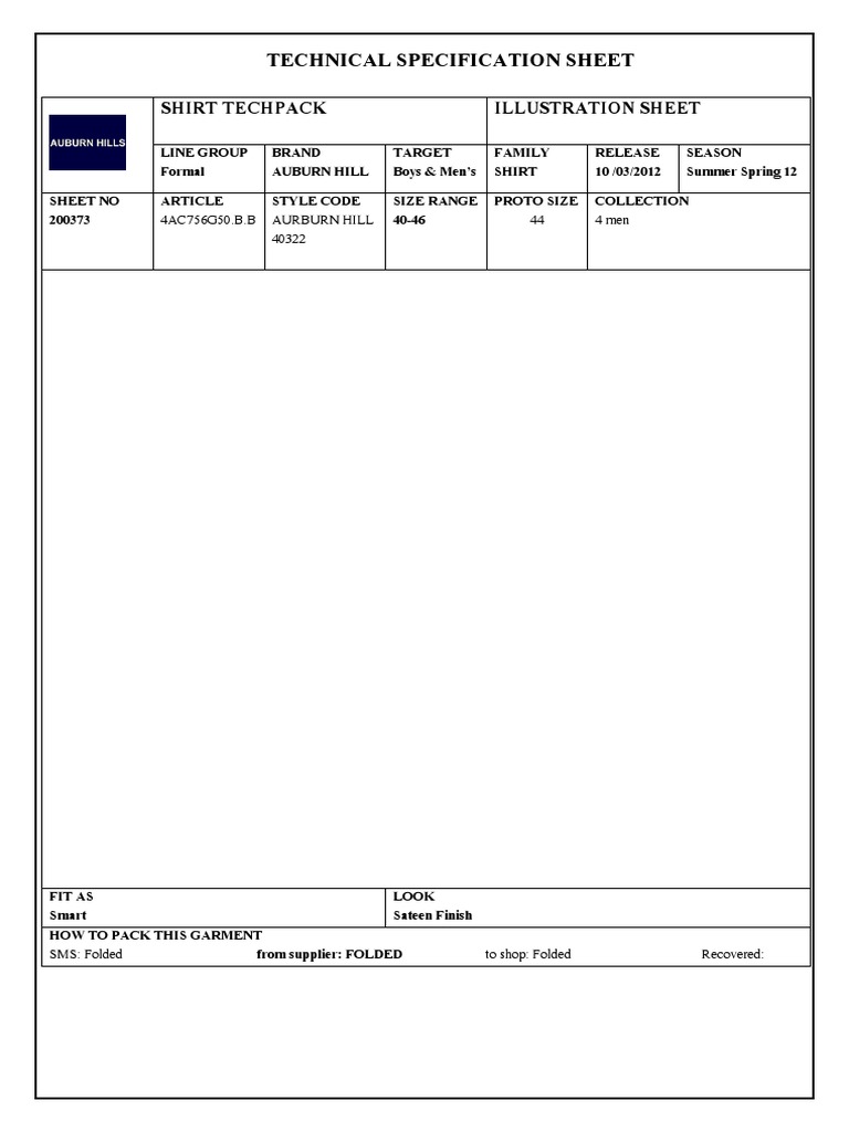 Summer Spring Shirt Tech Spec Sheet | PDF | Shirt | Seam (Sewing)