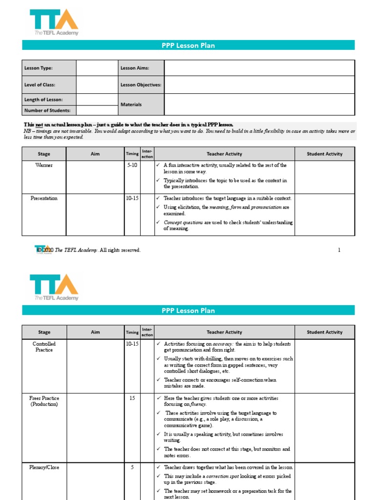 Unit 7 Description of A PPP Lesson | PDF | Lesson Plan | Teachers