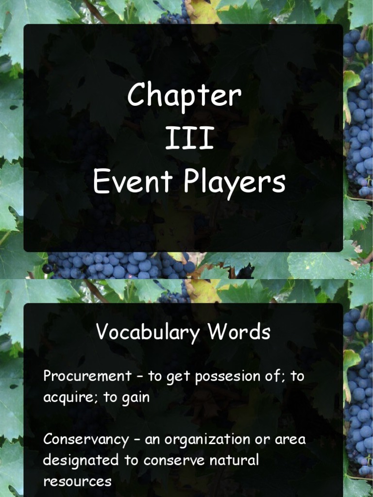 Chapter 3 - Event Players | PDF | Logistics | Service Industries