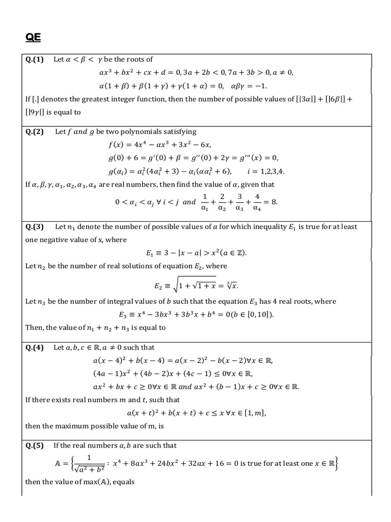 VTSir - QE SS DET MAt-1 | PDF | Matrix (Mathematics) | Determinant