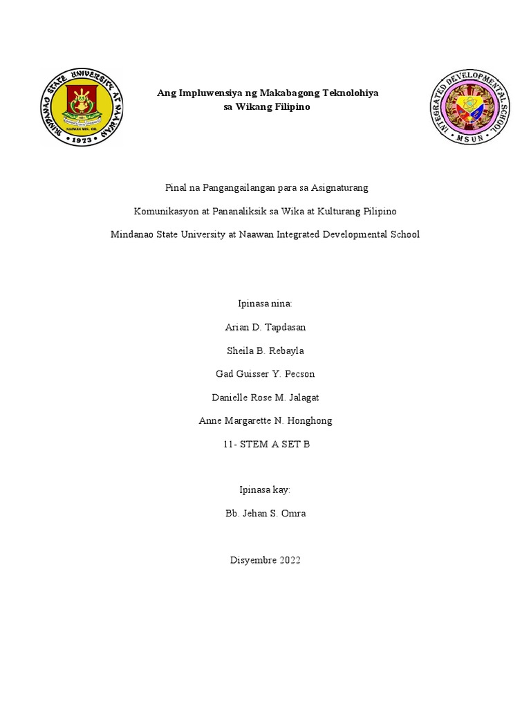 Filipino RESEARCH PROPOSAL | PDF
