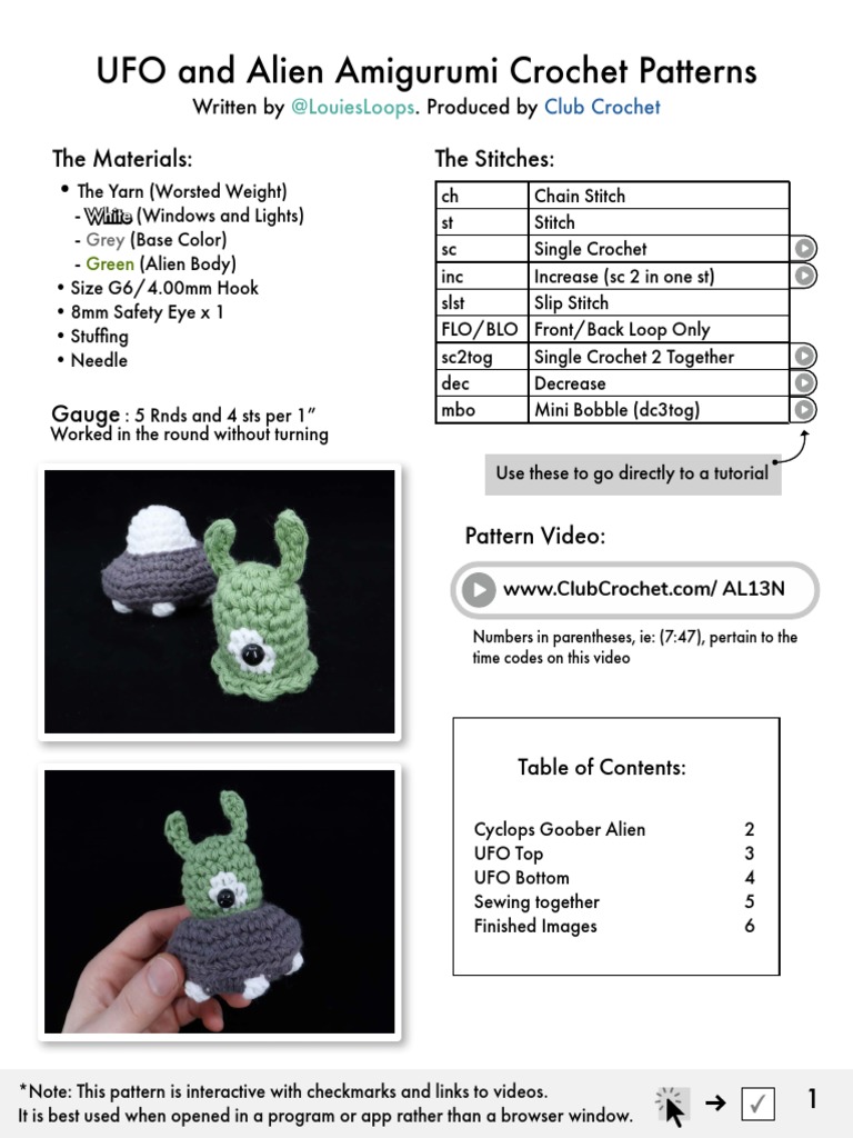 Amigurumi UFO and Alien Crochet Pattern - v2 | PDF | Crochet | Handicrafts