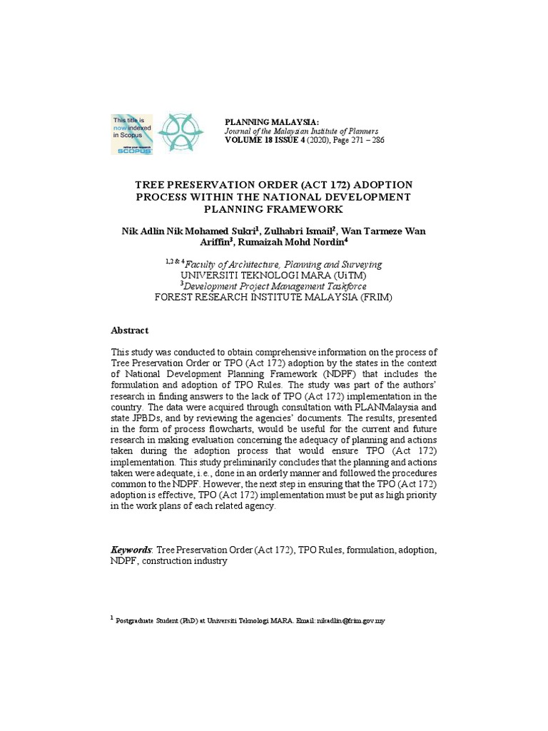 TREE - PRESERVATION - ORDER - ACT - 172 - ADOPTION - PROCESS - W - Malaysia | PDF | Adoption ...