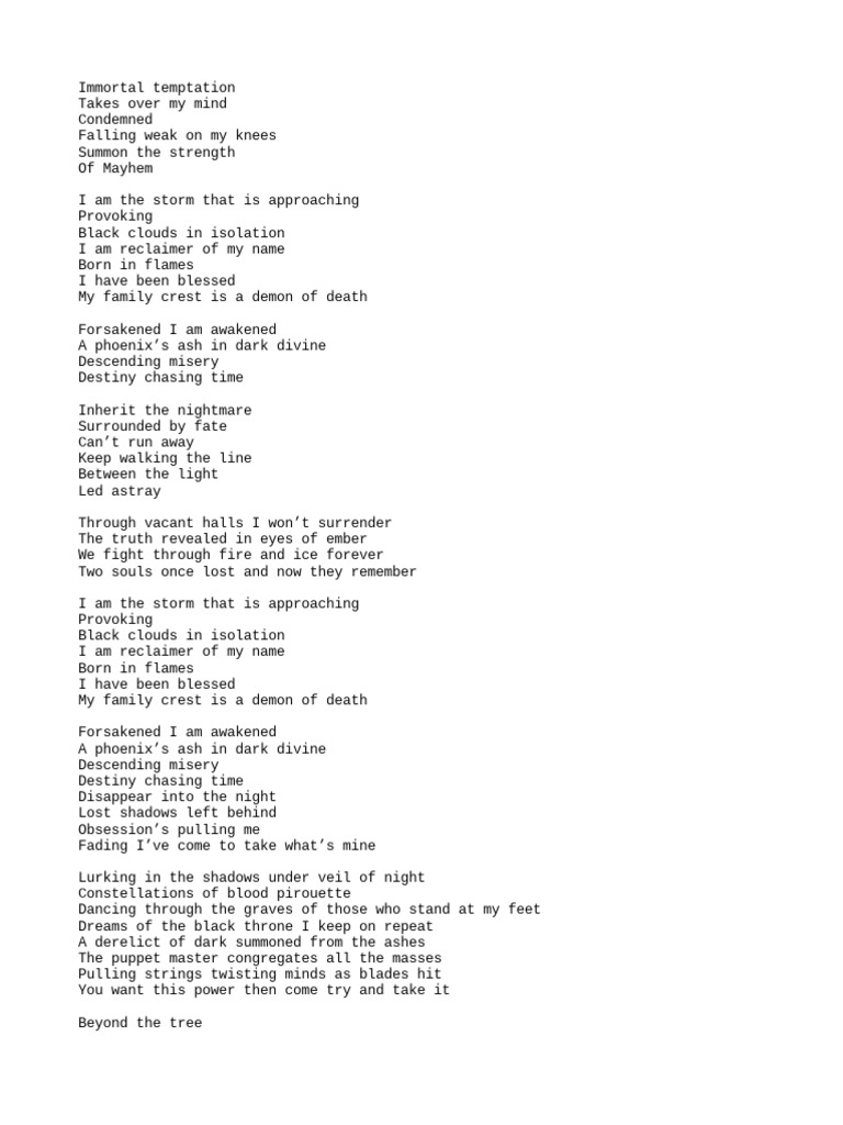 Devil May Cry 5 "Bury The Light" Lyrics | PDF