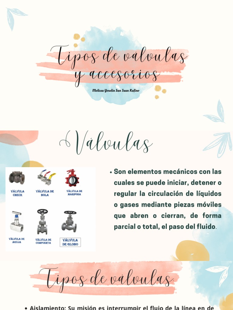 Tipos de Válvulas y Accesorios: Melissa Yoselin San Juan Rufino | PDF ...