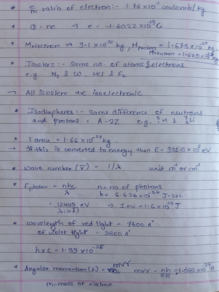 Atomic Structure Short Notes | PDF