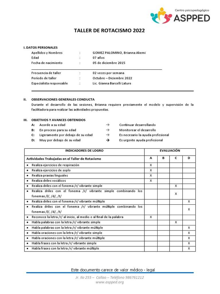 Actividades de Taller de Rotacismo 2022 | PDF | Fonema | Comunicación ...