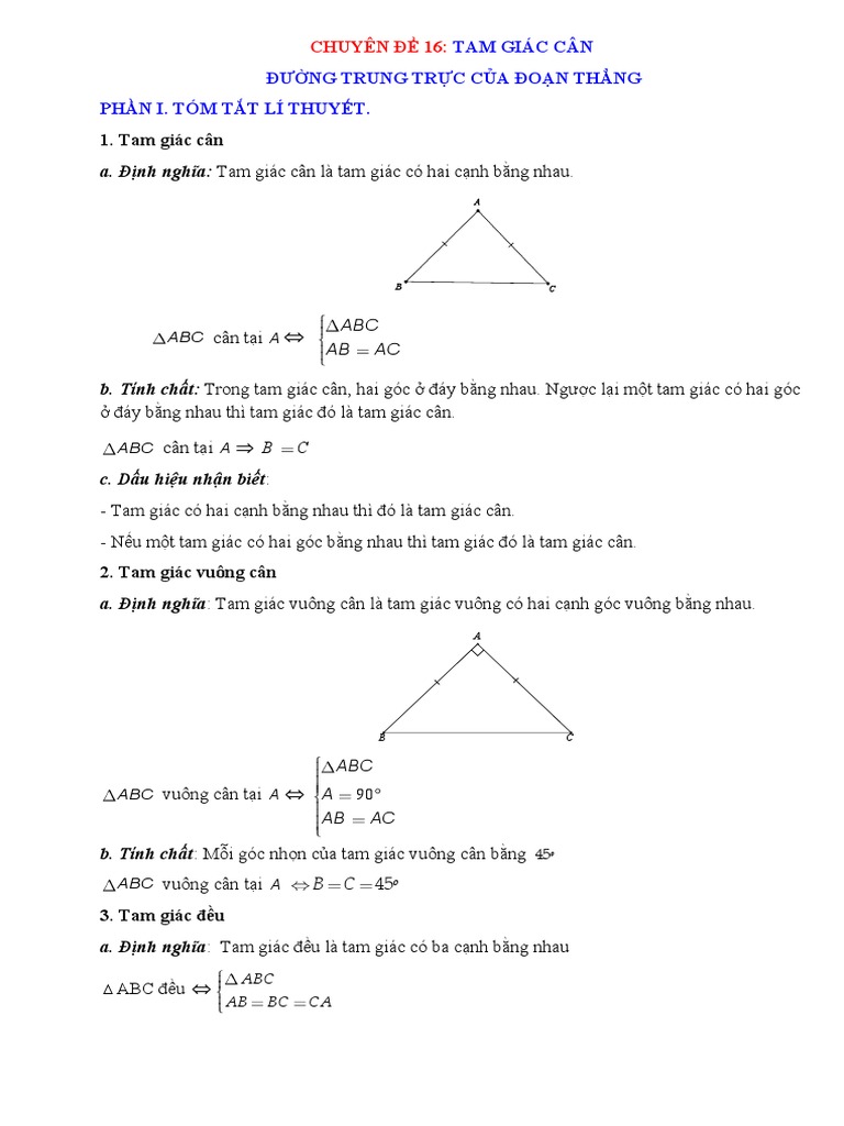 Tam Giác Cân Đư NG Trung TR C L P 7 | PDF