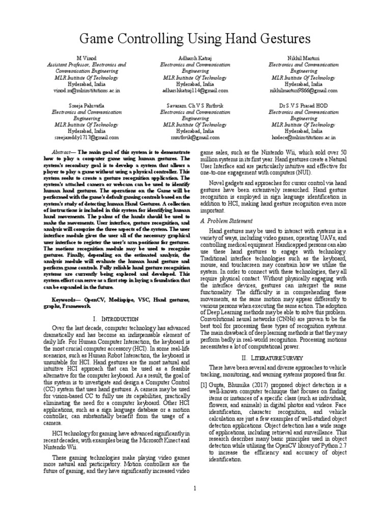 Controlling Computer Games Using Hand Gesture Recognition Through Convolutional Neural Networks ...